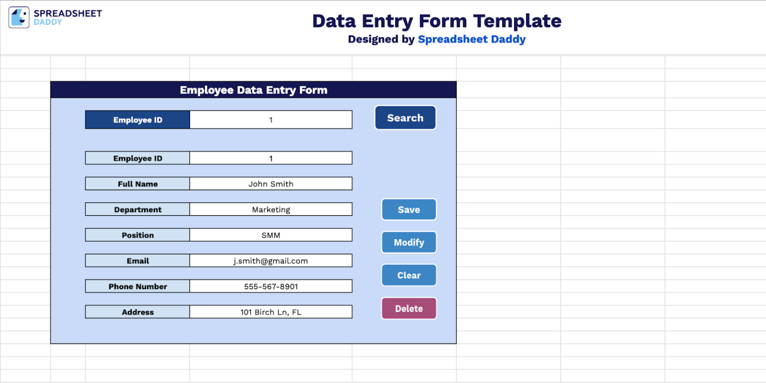 Free☝️ Data Entry Form Spreadsheet Template (Google Sheets, Excel ...