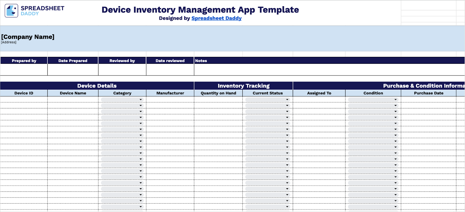 Free☝️ Device Inventory Management App Spreadsheet Template (Google ...