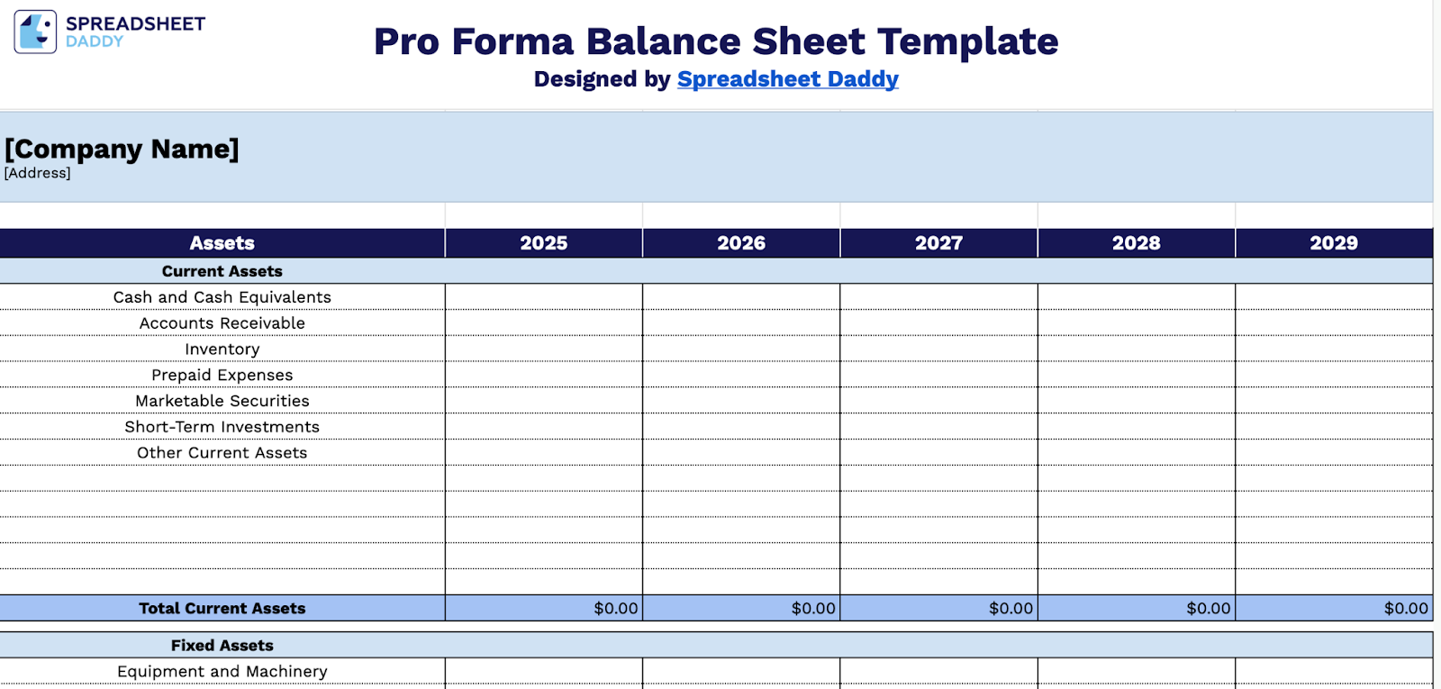 Free☝️ Pro Forma Balance Sheet Spreadsheet Template (Google Sheets ...