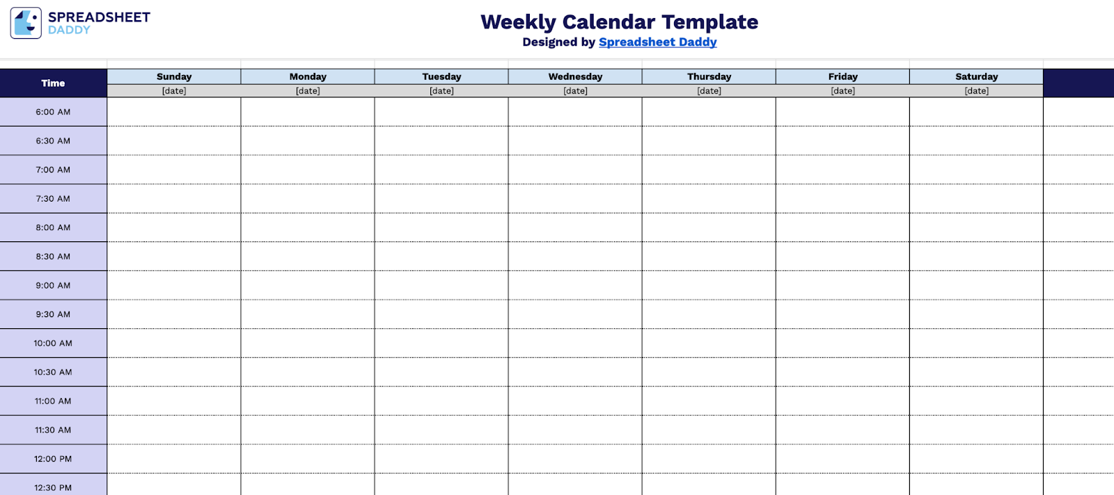 Free☝️ Weekly Calendar Template (Google Sheets, Excel, & PDF Downloads)
