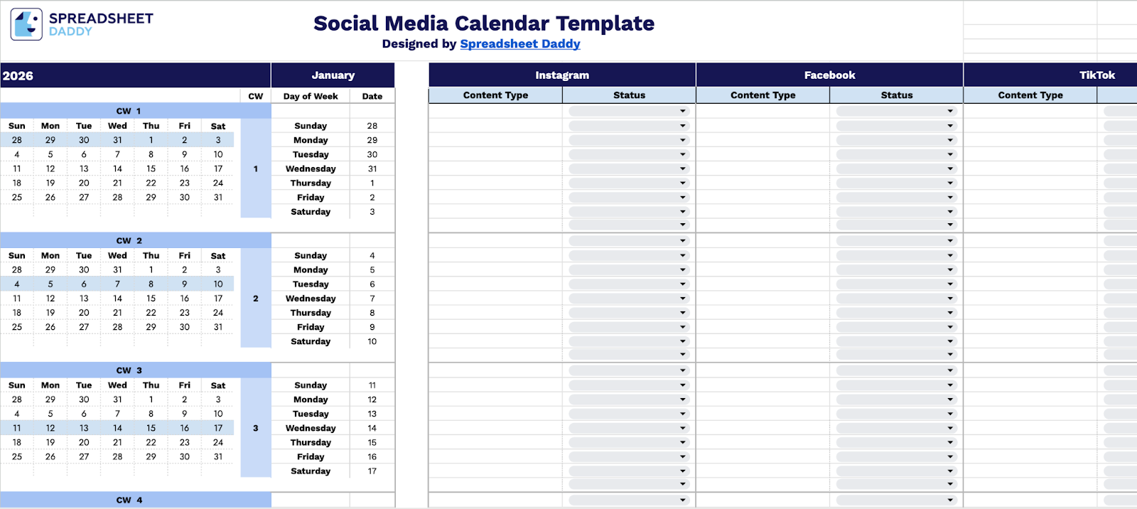 Free☝️ Social Media Calendar Template (Google Sheets, Excel, & PDF ...