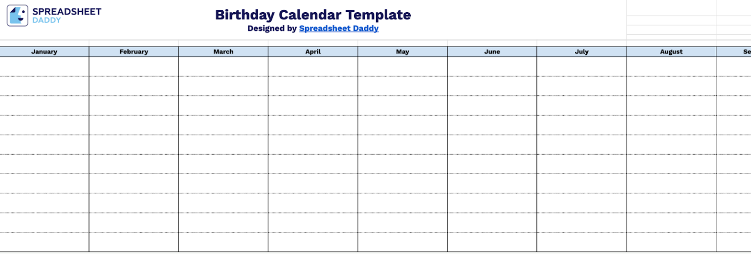 Free☝️ Birthday Calendar Template (Google Sheets, Excel, & PDF Downloads)