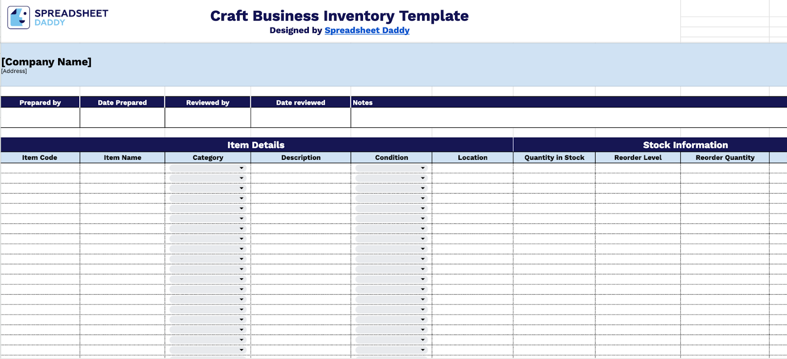 Free☝️ Craft Business Inventory Spreadsheet Template (Google Sheets ...