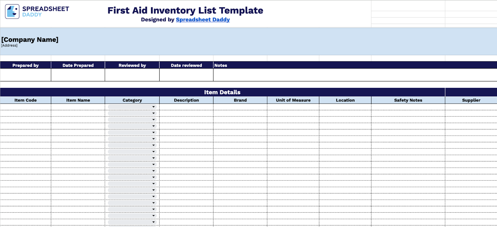 Free☝️ First Aid Inventory Spreadsheet Template (Google Sheets, Excel ...