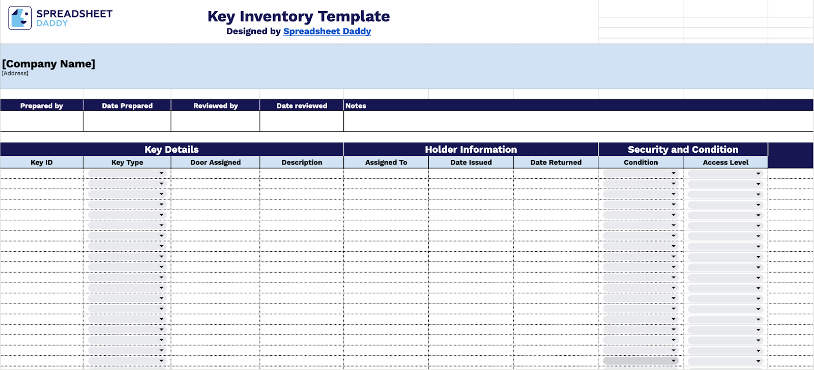 Free☝️ Key Inventory Spreadsheet Template (Google Sheets, Excel, & PDF ...