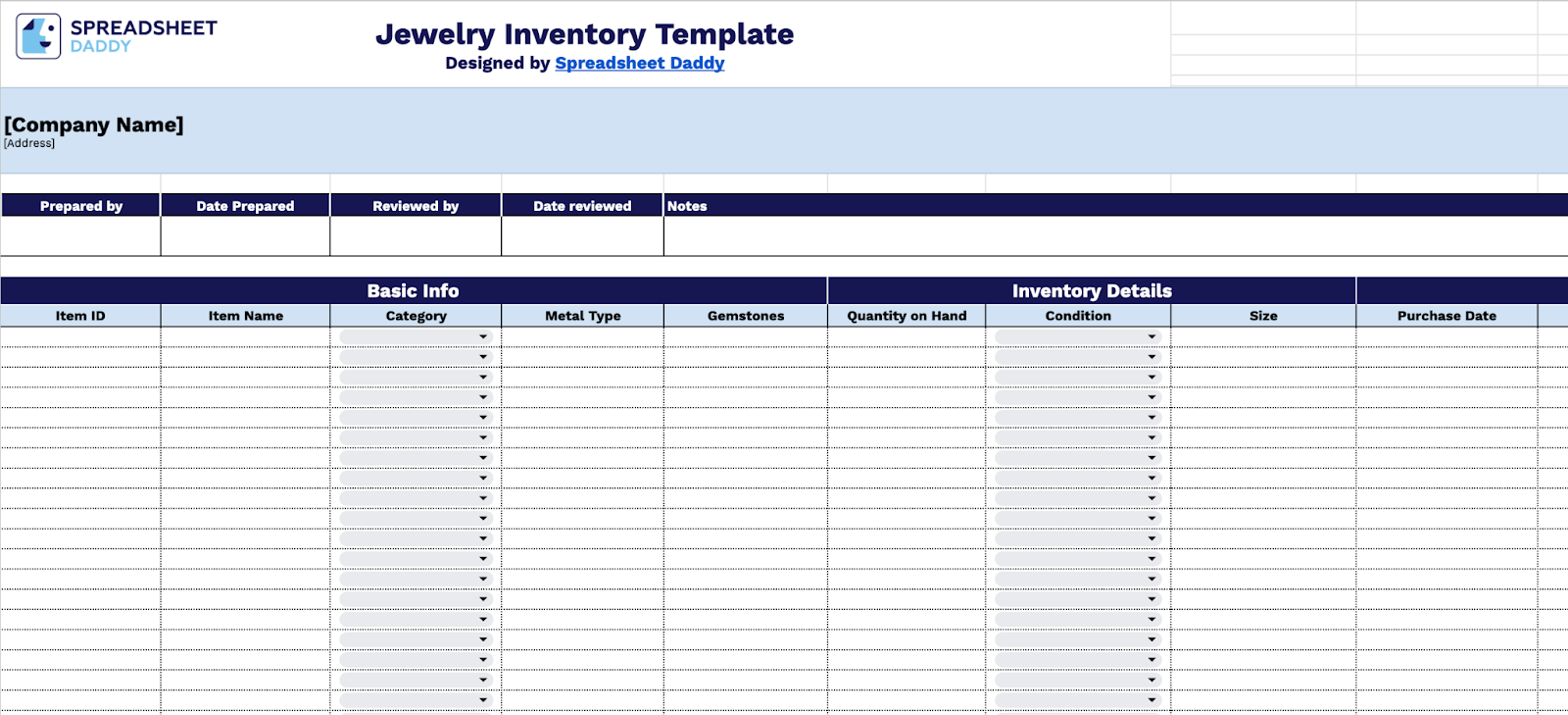 Free☝️ Jewelry Inventory Spreadsheet Template (Google Sheets, Excel ...