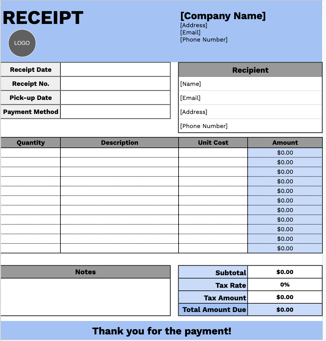 Free☝️ Pick Up Receipt Template (Google Sheets, Excel, Word, Google ...