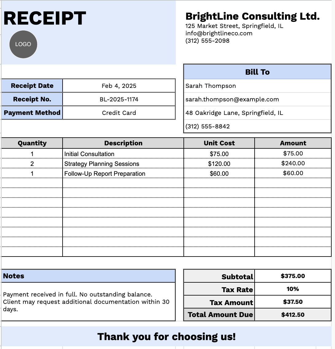 Free☝️ Event Receipt Template (Google Sheets, Excel, Word, Google Docs ...