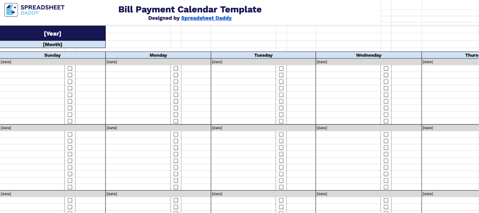 Free☝️ Bill Payment Calendar Template (Google Sheets, Excel, & PDF ...