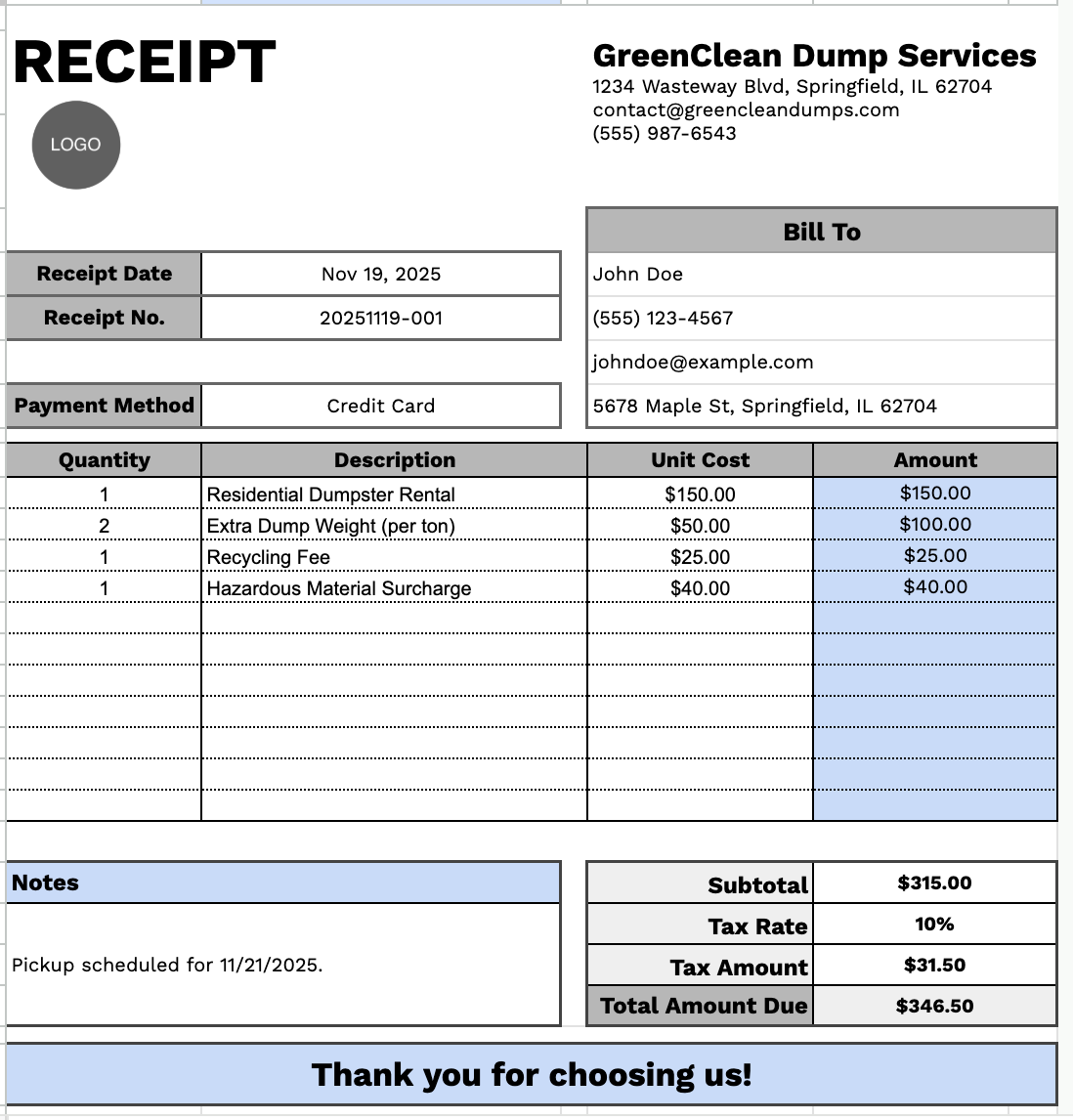 Free☝️ Dump Receipt Template (Google Sheets, Excel, Word, Google Docs ...
