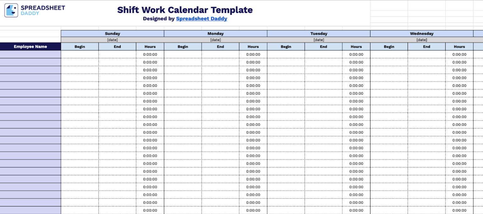 Free☝️ Shift Work Calendar Template (Google Sheets, Excel, & PDF Downloads)