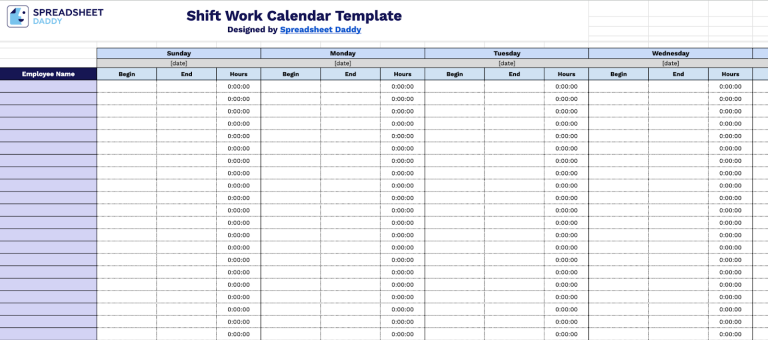 Free☝️ Shift Work Calendar Template (Google Sheets, Excel, & PDF Downloads)