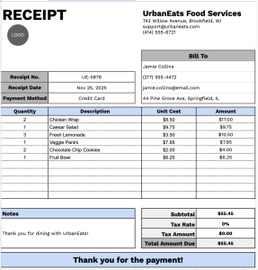 Free☝️ Food Receipt Template (Google Sheets, Excel, Word, Google Docs ...