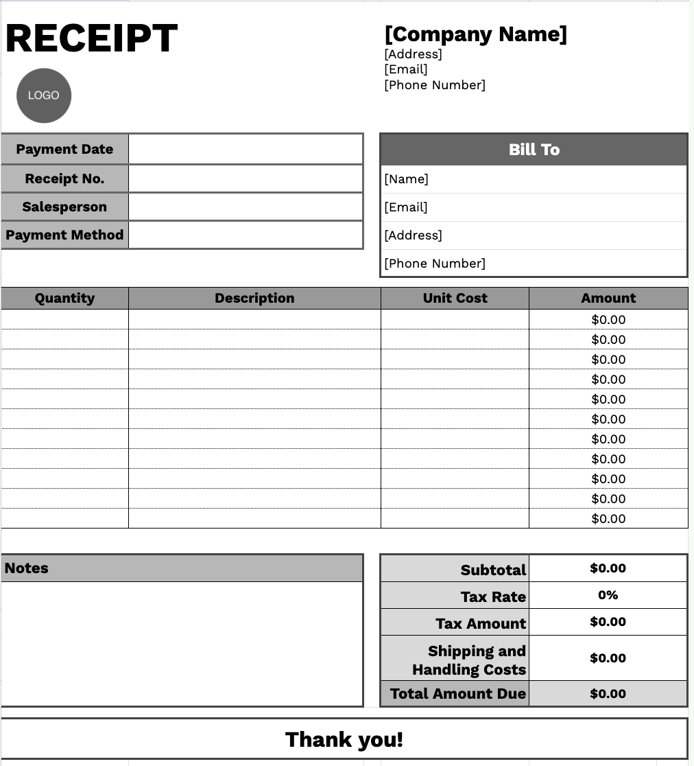 167☝️ Free Receipt Templates in 2025 (Google Sheets, Excel, Word ...