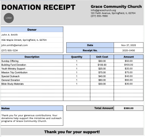 Free☝️ Church Donation Receipt Template (Google Sheets, Excel, Word ...