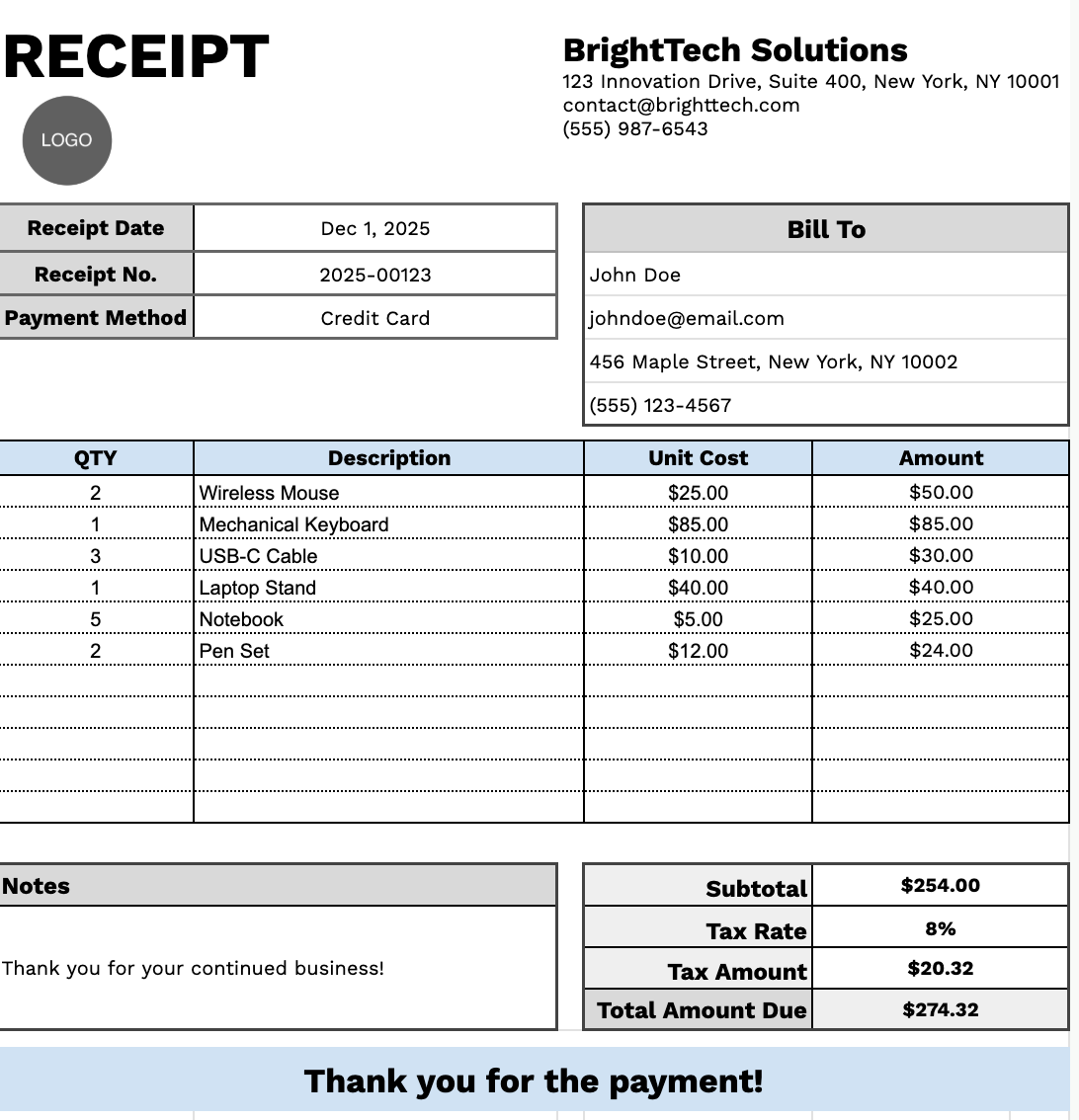 Free☝️ Receipt Book Template (Google Sheets, Excel, Word, Google Docs ...