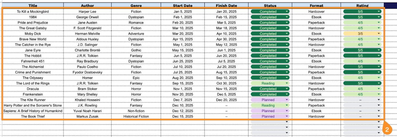 Free☝️ Reading List Template (Google Sheets, Excel, & PDF Downloads)
