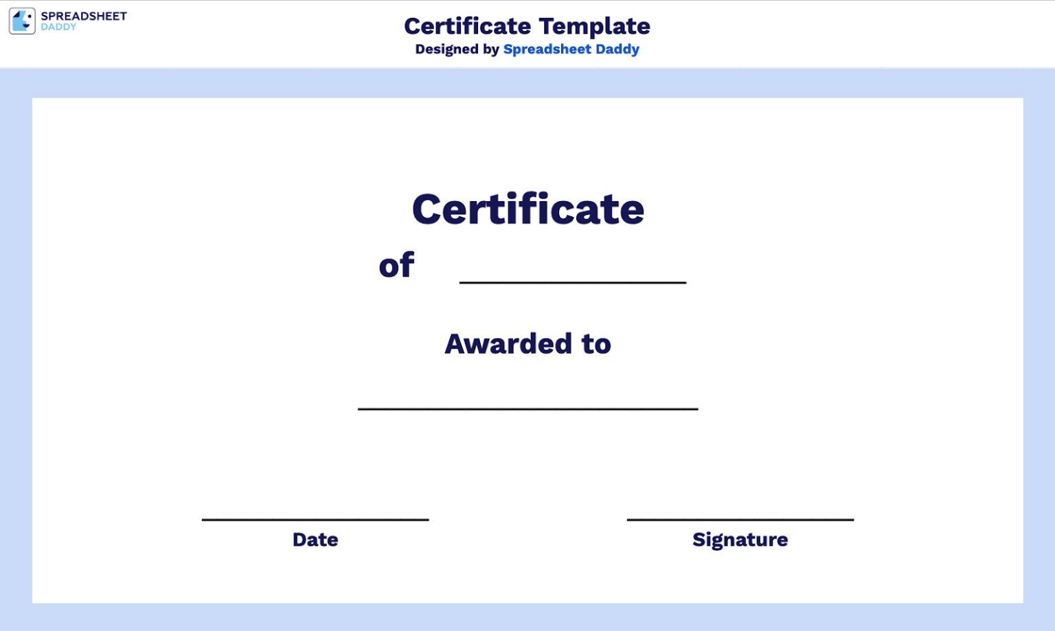 Free☝️ Certificate Template (Google Sheets, Excel, & PDF Downloads)