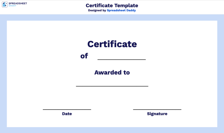 Free☝️ Certificate Template (Google Sheets, Excel, & PDF Downloads)