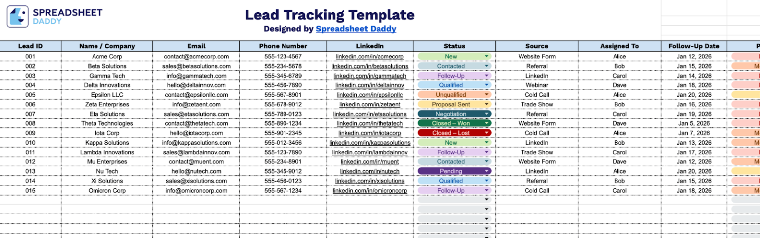 Free☝️ Lead Tracking Template (Google Sheets, Excel, & PDF Downloads)