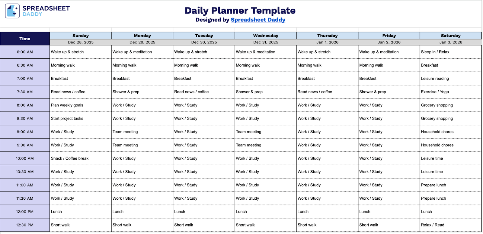 Free☝️ Daily Planner Template (Google Sheets, Excel, & PDF Downloads)