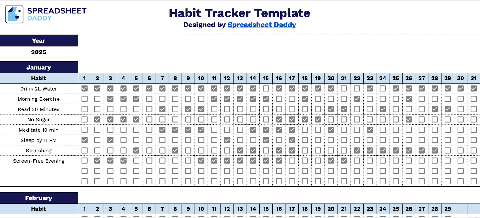 Free☝️ Habit Tracker Template (Google Sheets, Excel, & PDF Downloads)