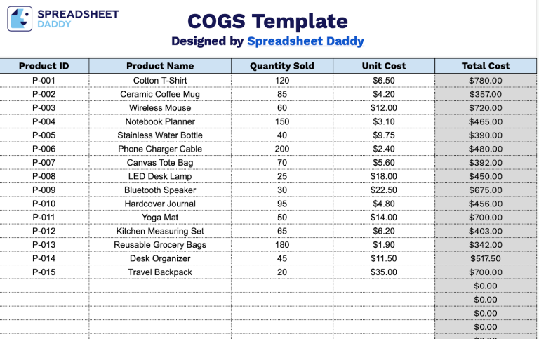 Free☝️ COGS Template (Google Sheets, Excel, & PDF Downloads)