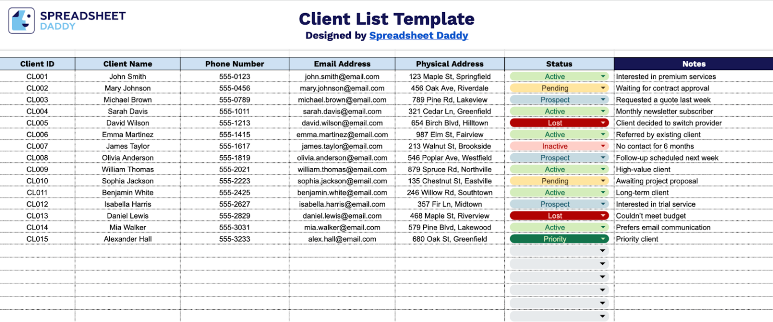 Free☝️ Client List Template (Google Sheets, Excel, & PDF Downloads)