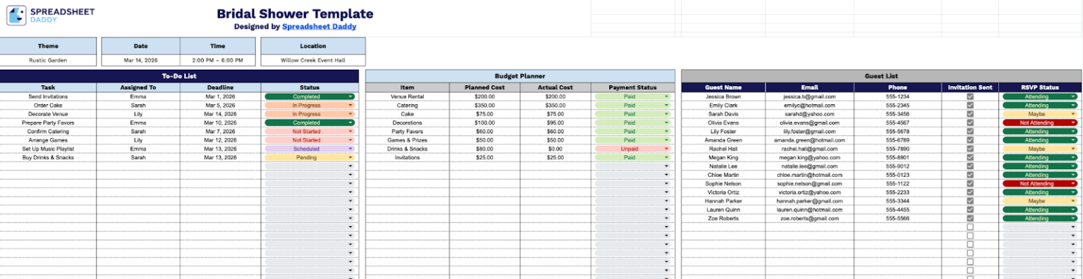 Free☝️ Bridal Shower Template (Google Sheets, Excel, & PDF Downloads)