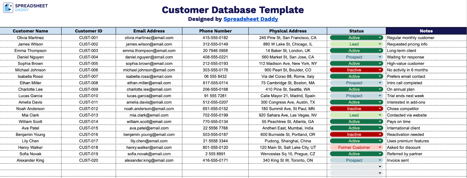 Free☝️ Customer Database Template (Google Sheets, Excel, & PDF Downloads)