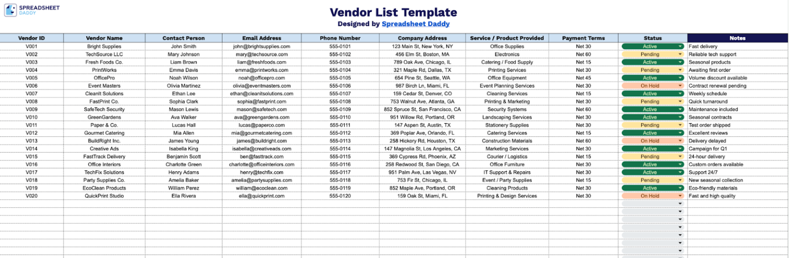 Free☝️ Vendor List Template (Google Sheets, Excel, & PDF Downloads)