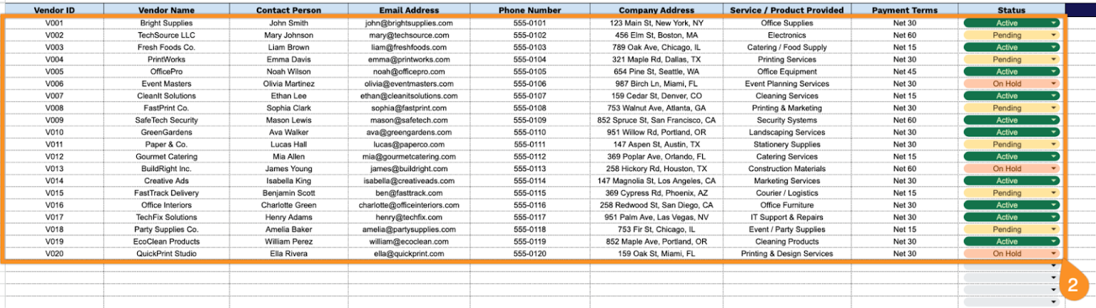 Free☝️ Vendor List Template (Google Sheets, Excel, & PDF Downloads)