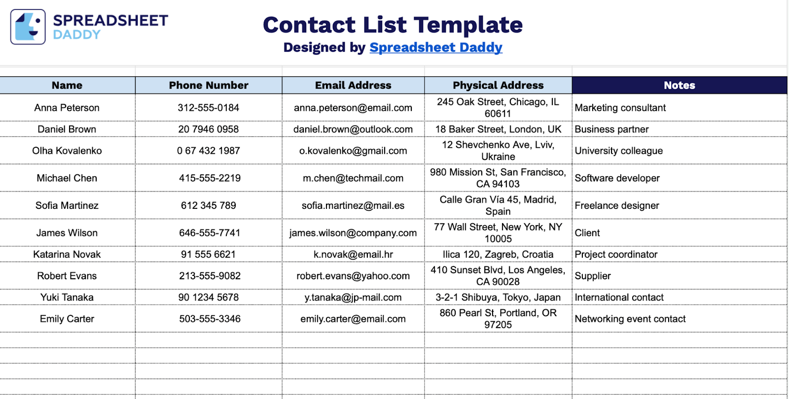 Free☝️ Contact List Template (Google Sheets, Excel, & PDF Downloads)