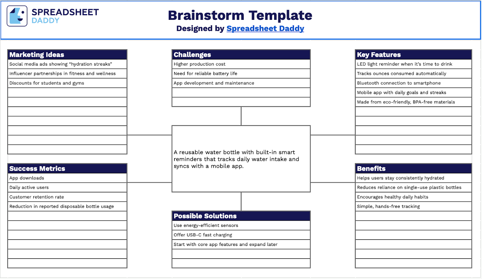 Free☝️ Brainstorm Template (Google Sheets, Excel, & PDF Downloads)