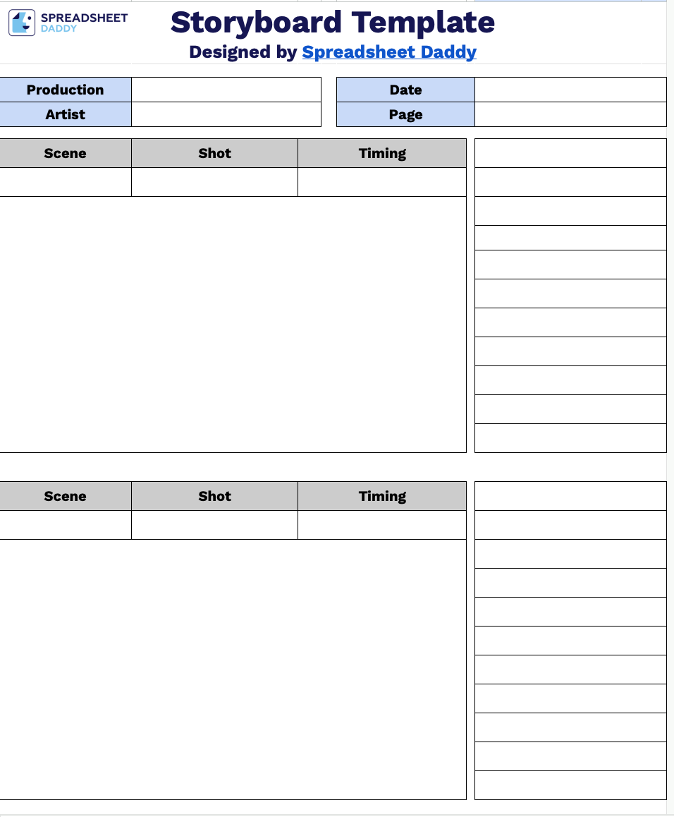 Free☝️ Storyboard Template (Google Sheets, Google Docs, Word, Excel ...