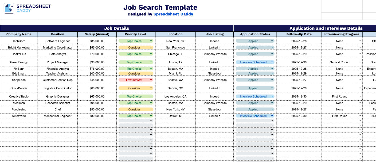 Free☝️ Job Search Template (Google Sheets, Excel, & PDF Downloads)