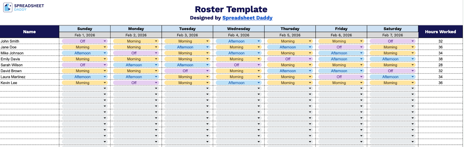 Free☝️ Roster Template (Google Sheets, Excel, & PDF Downloads)