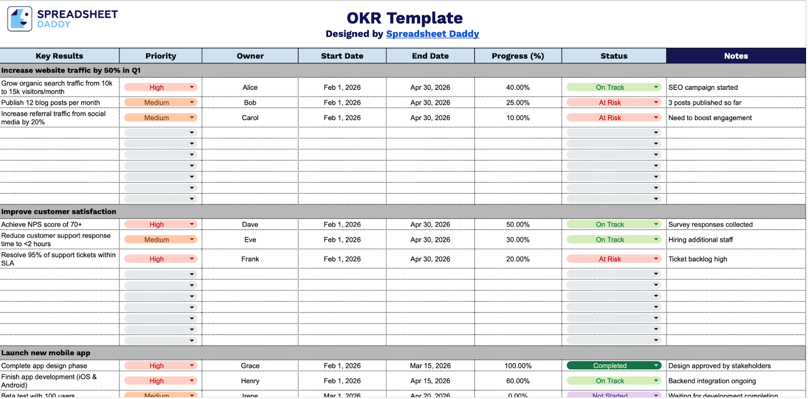 Free☝️ OKR Template (Google Sheets, Excel, & PDF Downloads)