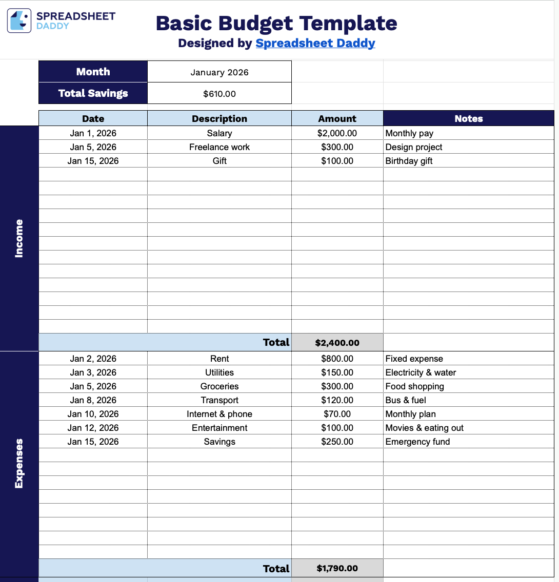 Free☝️ Basic Budget Template (Google Sheets, Excel, & PDF Downloads)