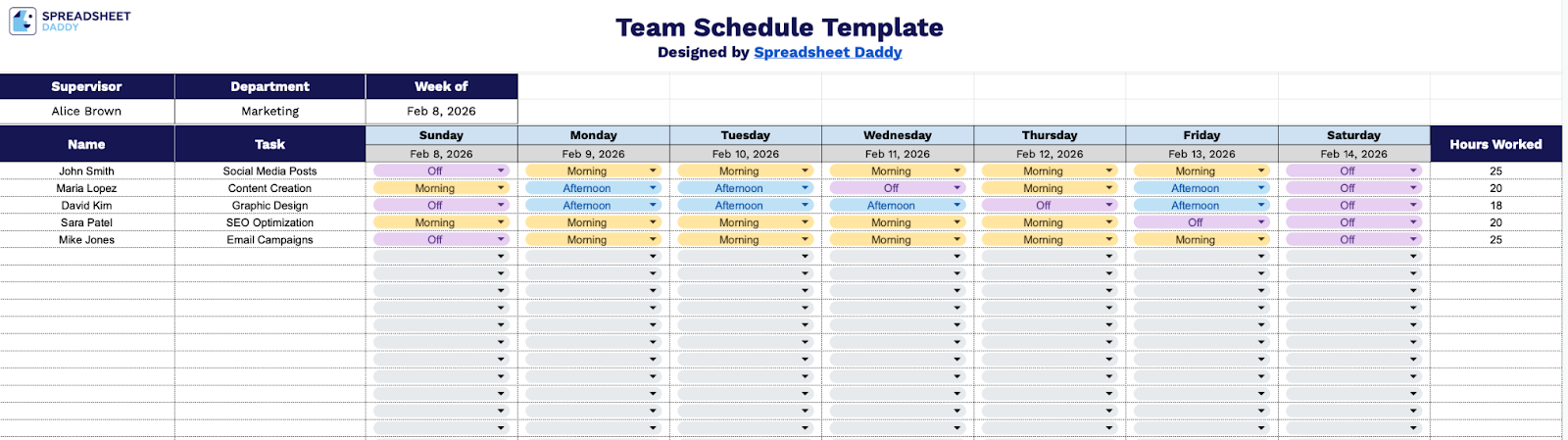 Free☝️ Team Schedule Template (Google Sheets, Excel, & PDF Downloads)